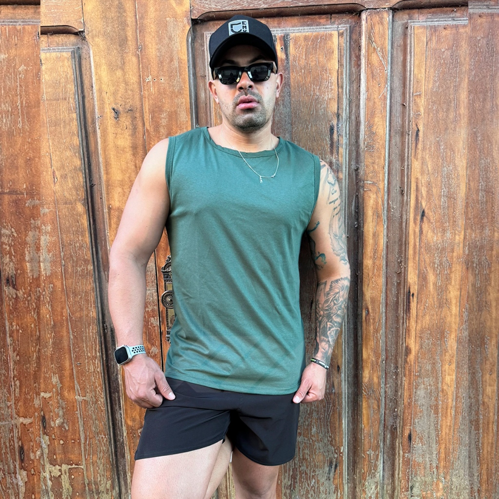 Camiseta Regata Masculina Verde Musgo | Shopee Brasil