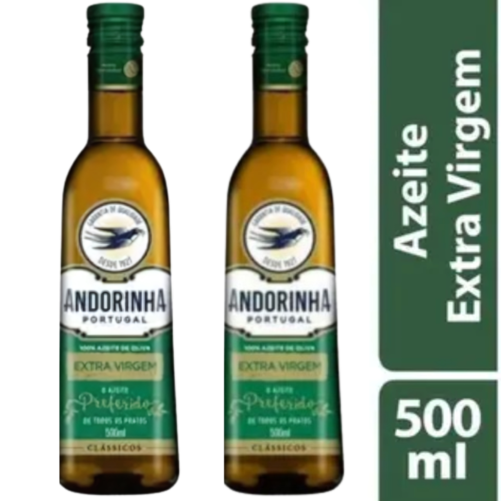 Azeite de Oliva Extra Virgem Português Andorinha Vidro 500ml Kit 2 Unidades | Shopee Brasil