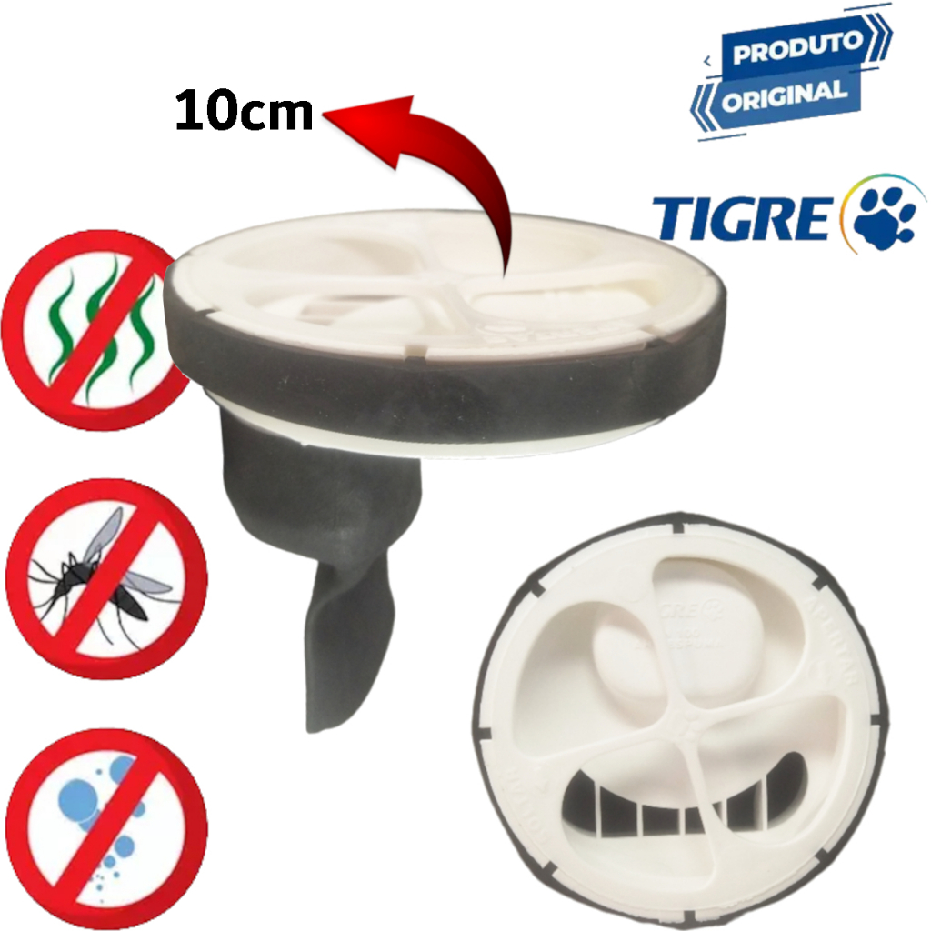 Anti mau cheiro Ralo Antiespuma Tigre Sem Grelha 100mm Ralo Elimina Mal ...