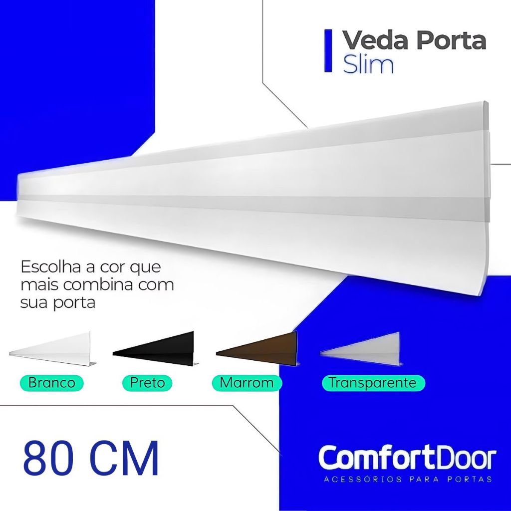 Veda Porta Slim 80 cm PRETO Adesivo Impermeável Contra Insetos Água ...