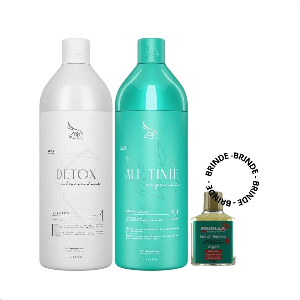 Kit Progressiva Zap All Time Organica Sem Formol 2X1 Litro Escova ...