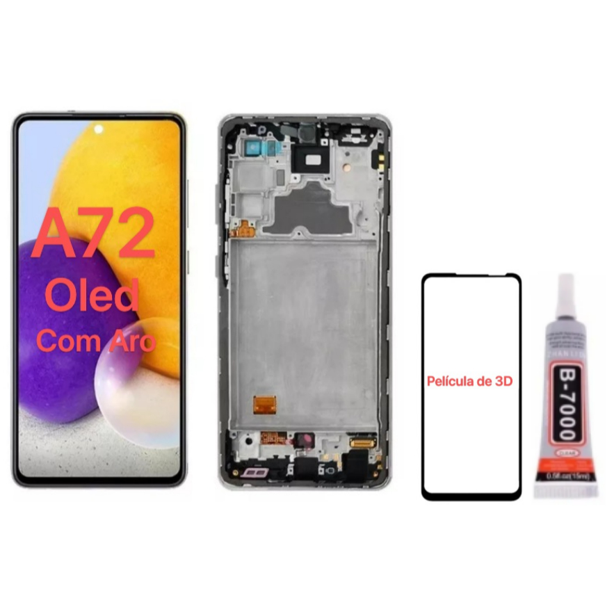 Frontal Tela Display Touch Lcd Galaxy A72 Oled Com Aro + Cola 15ml ...