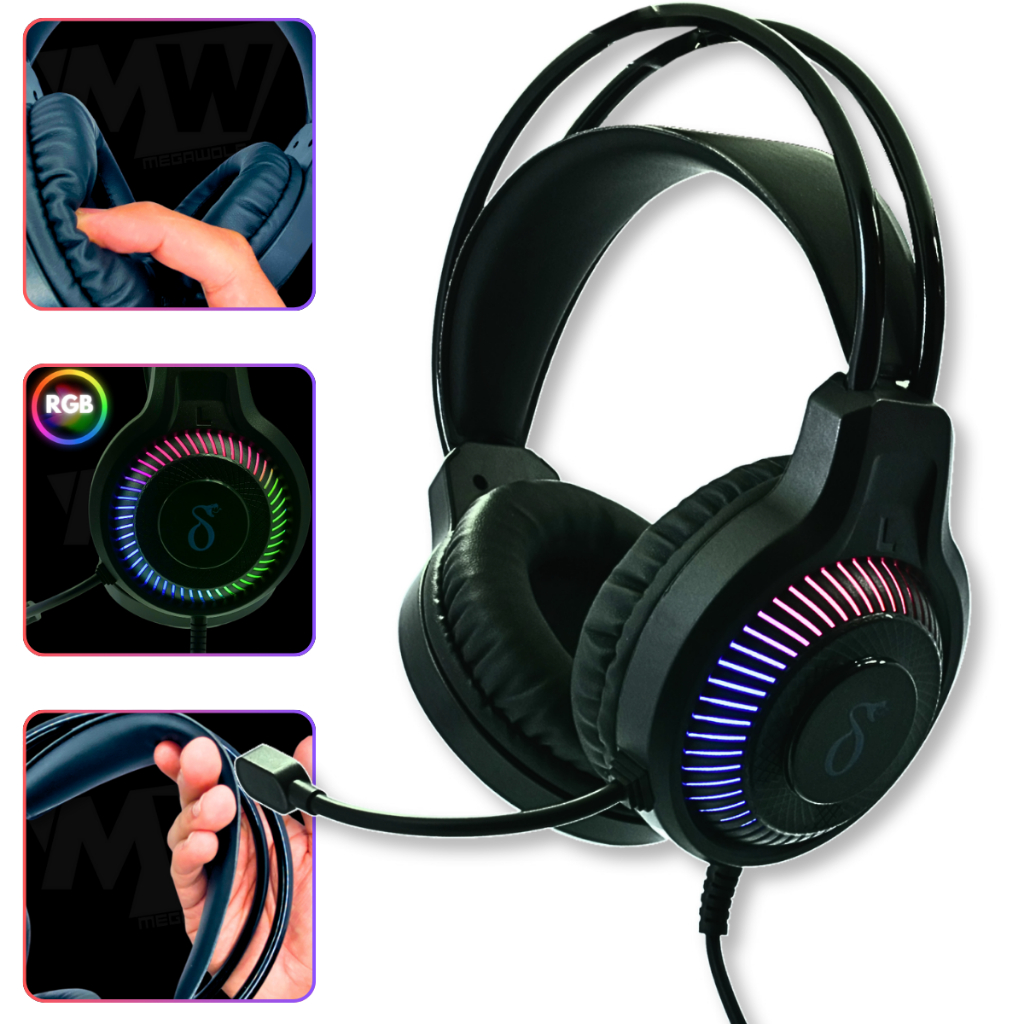 Headset Fone de ouvido Gamer RGB com microfone Para PC Computador Celular, Headphone | Shopee Brasil