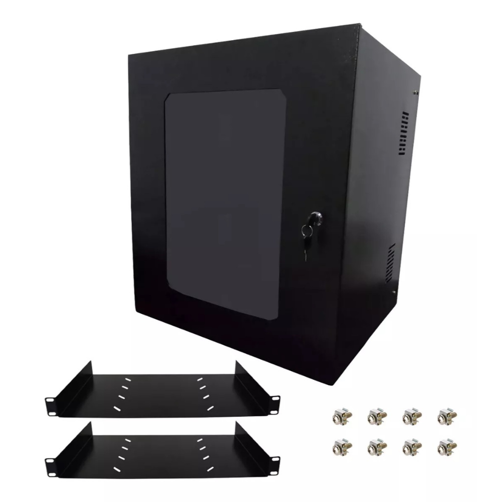 Mini Rack 12u Servidor Porta Acrílica Para Cftv Switch Padrão 19 400 MM ...