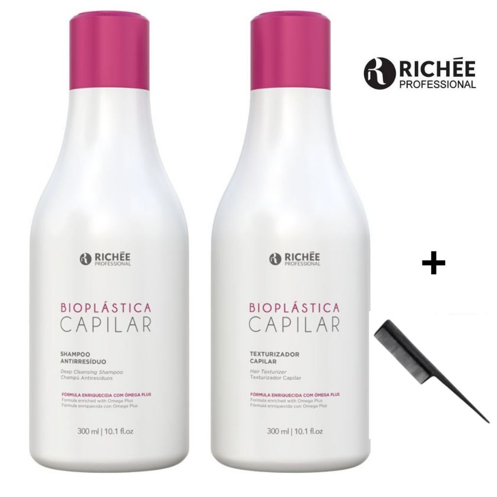 Richée Bioplástica Escova Defrizante Kit (2x300ml) | Shopee Brasil