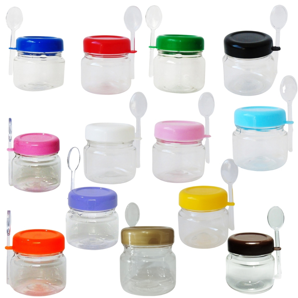 50 Mini Potinho Pet Com Colher 40 Gr Papinha, brigadeiro, doces ...