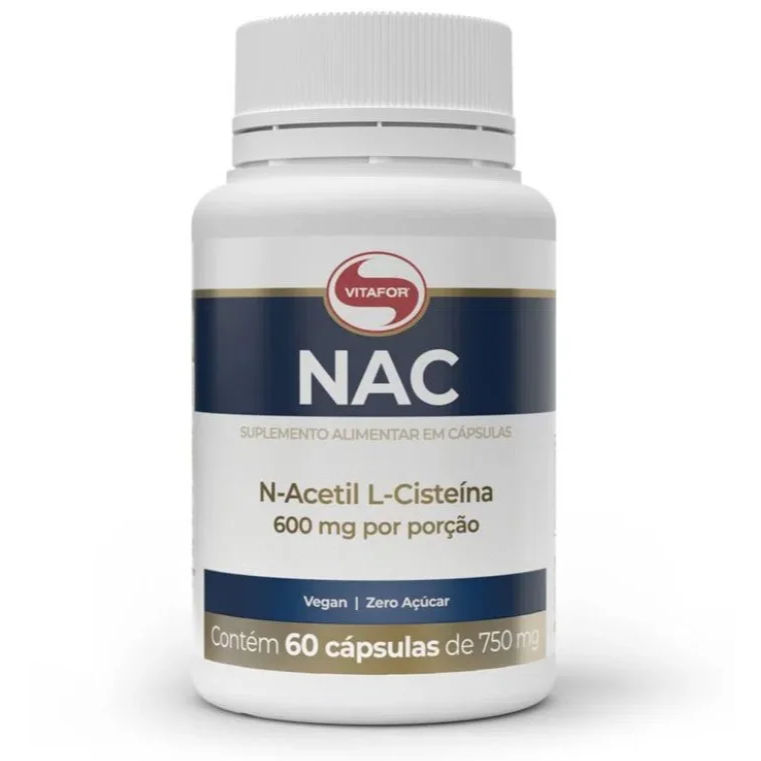 Vitafor NAC N-acetil L-cisteína 600mg Suplemento Alimentar - 60 Cápsulas | Shopee Brasil