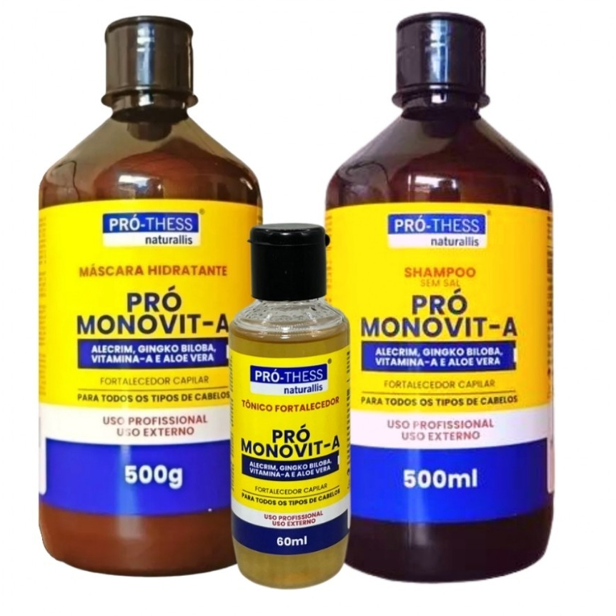 Kit Monovit A Shampoo 500ml Máscara 500g Tônico 60ml Pro Thess ...