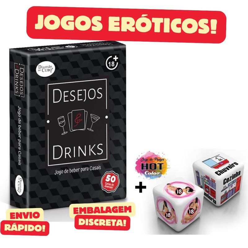 Jogo Erótico De Cartas Desejos E Drinks Faz Ou Bebe Baralho Para Casal