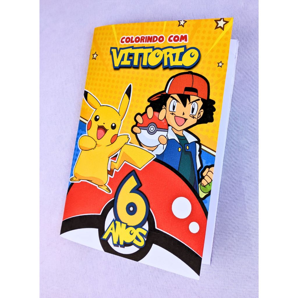 Kit 6 Livrinhos Para Colorir e Brincar com 16 Desenhos Infantis Pokemon ...