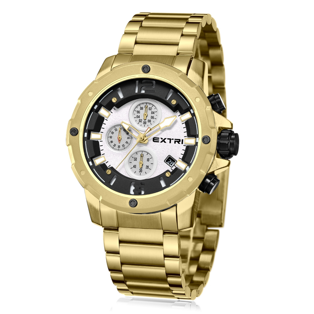 RELÓGIO DE PULSO EXTRI DE METAL LUXUOSO A PROVA D'AGUA 30 ATM X6087 | Shopee Brasil