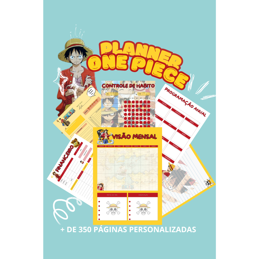 One Piece Planner Monkey D. Luffy - Capa Dura | Visão Mensal, Semanal e ...