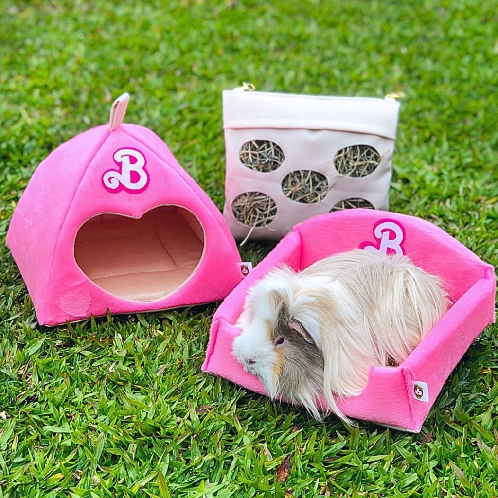 Kit p/ Porquinho da Índia - Barbie- (Toca + Cama + P. Feno) Guinea Pig ...