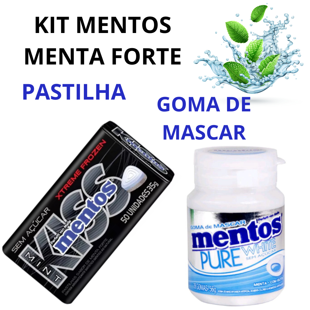Kit Mentos Pote Goma De Mascar + Mentos Kiss Latinha Pastilha - Menta ...