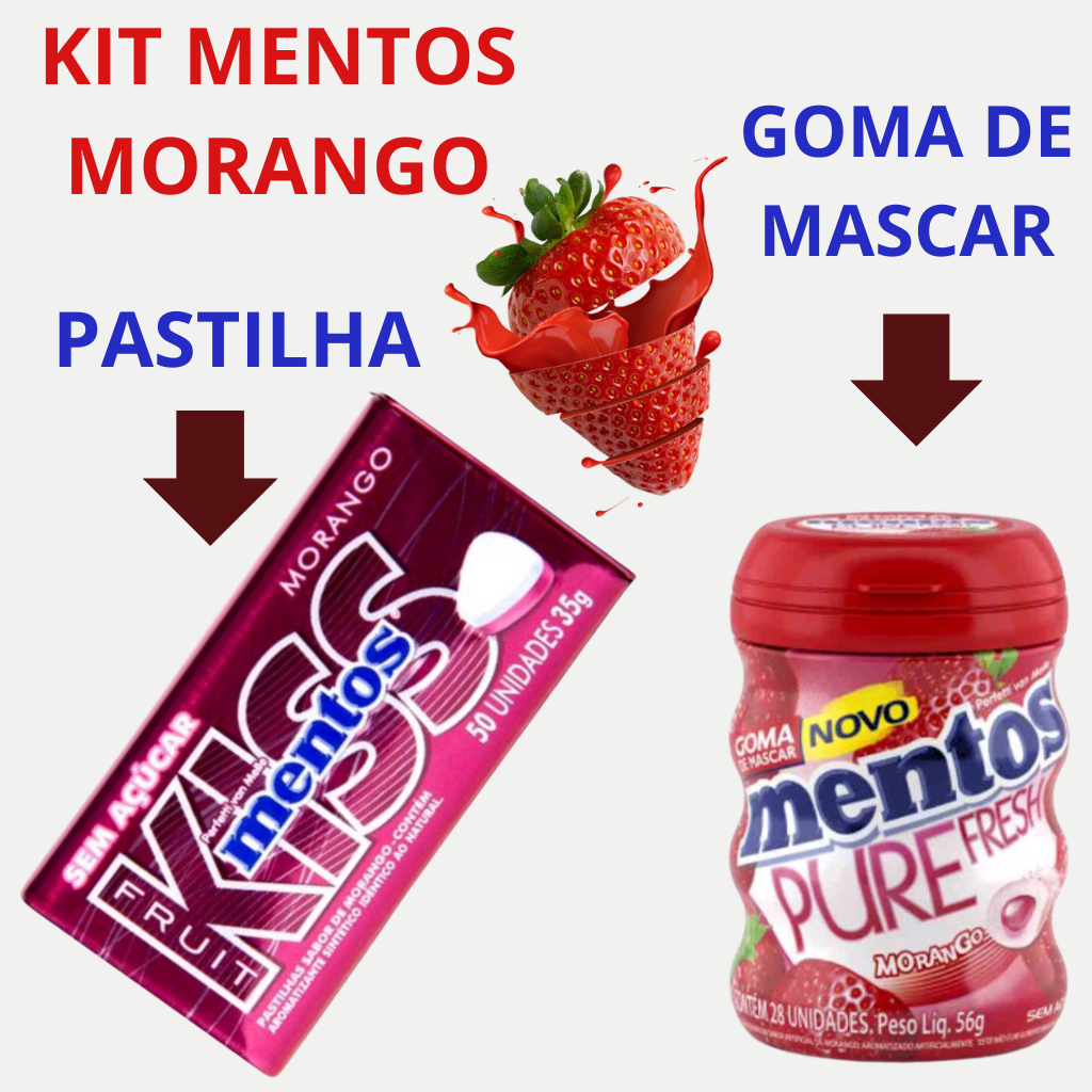 Kit Mentos Pote Goma De Mascar + Mentos Kiss Lata Pastilha - Sabor ...