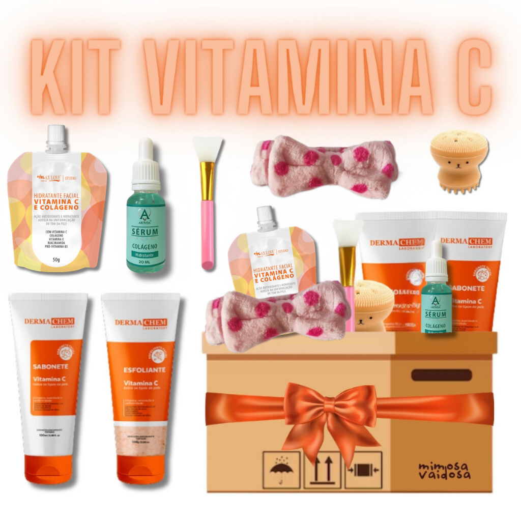 Kit Skincare Vitamina C Sabonete Esfoliante Sérum Máscara Hidratante ...