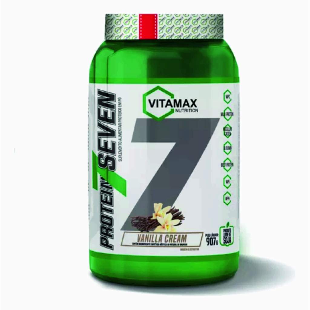 Whey protein Seven Vitamax Nutrition 907g Sabor Baunilha Suplemento em ...