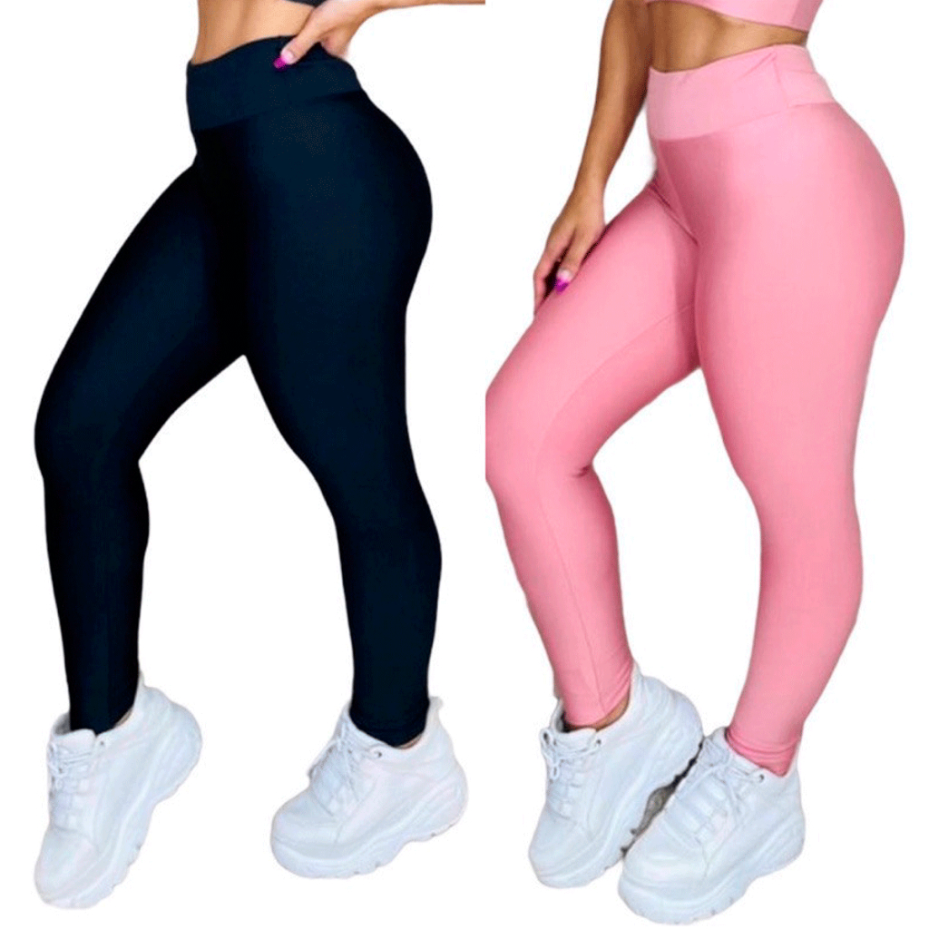 Kit 2 calça Leg legging suplex feminina Cintura Alta Coloridas | Shopee ...