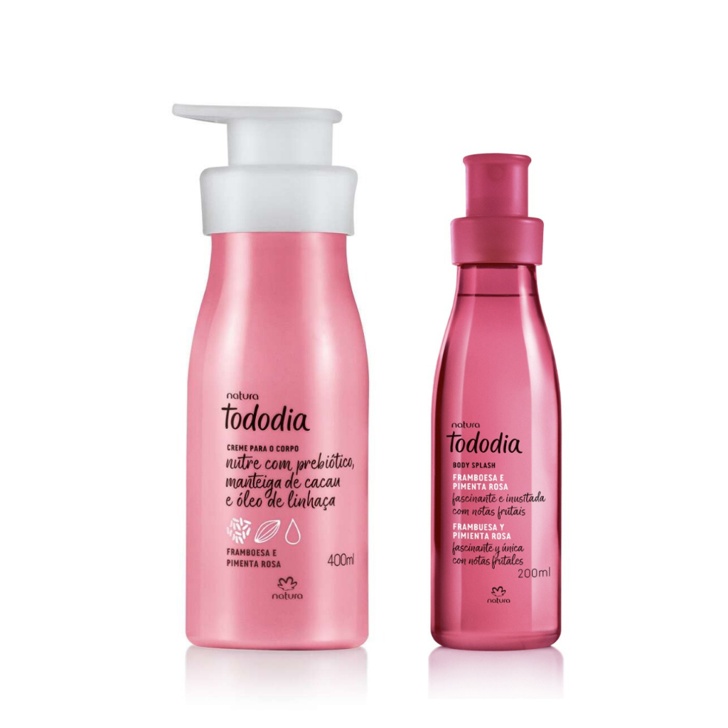 Kit Framboesa e pimenta Rosa Natura ( Hidratante 400ml + Body Splash ...