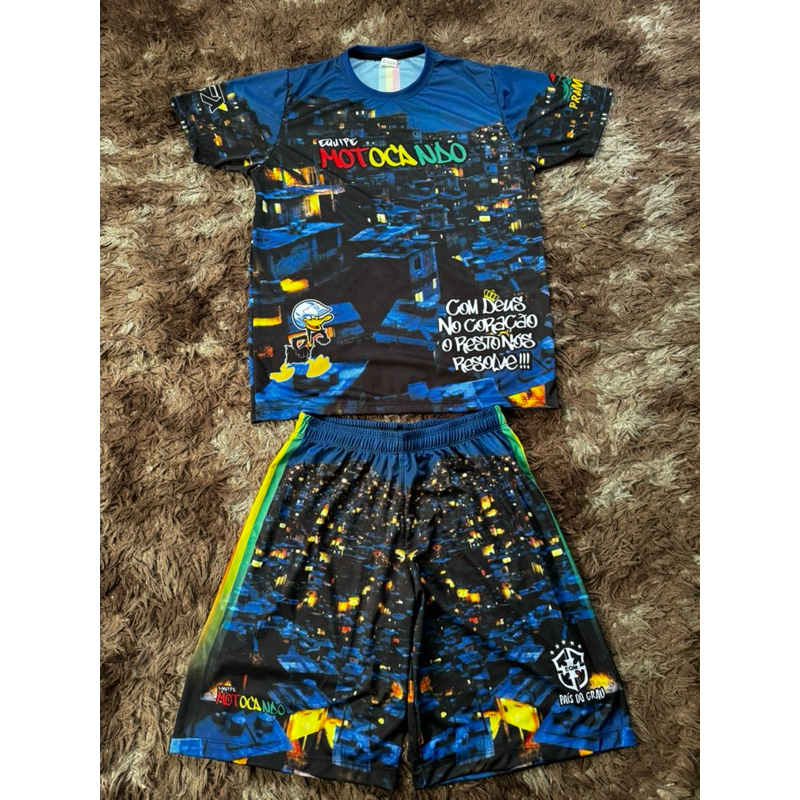 KIT FAVELA CAMISA E SHORT AZUL FAVELA | Shopee Brasil