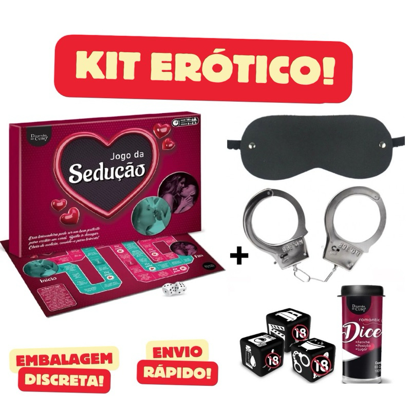 Kit Fetiche Jogo Da Sedução Tabuleiro Erótico Casal Namorados Dados Fetiche Venda Olhos