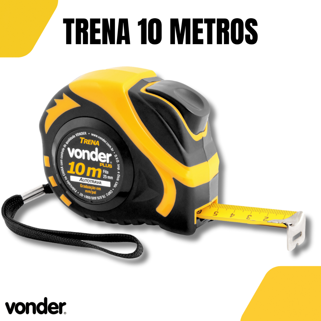 Trena De Aço Vonder Plus 5 Metros e 10 Metros Auto Trava | Shopee Brasil