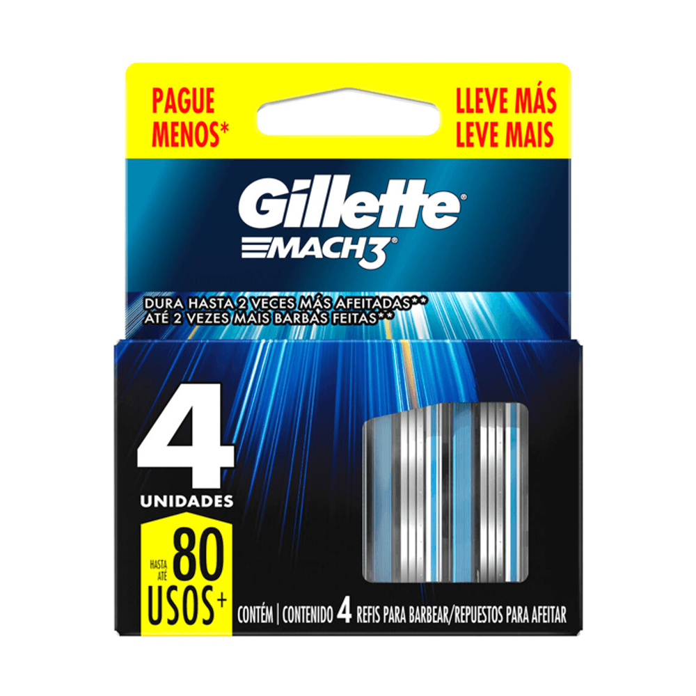 Refil para Barbear Gillette Mach3 com 4 unidades Mach 3 | Shopee Brasil
