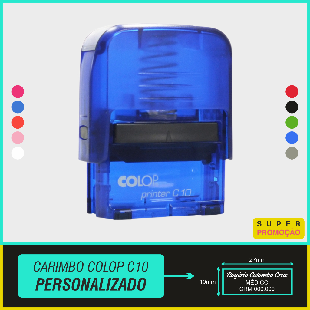 Carimbo Personalizado Colop C10 Colorido - Transparente | Shopee Brasil
