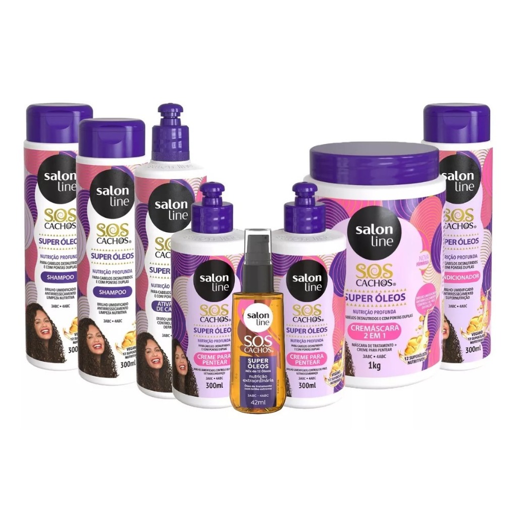 Salon Line Kit Sos Cachos Super Oleos Nutritivo Completo Com 8 Unidades ...