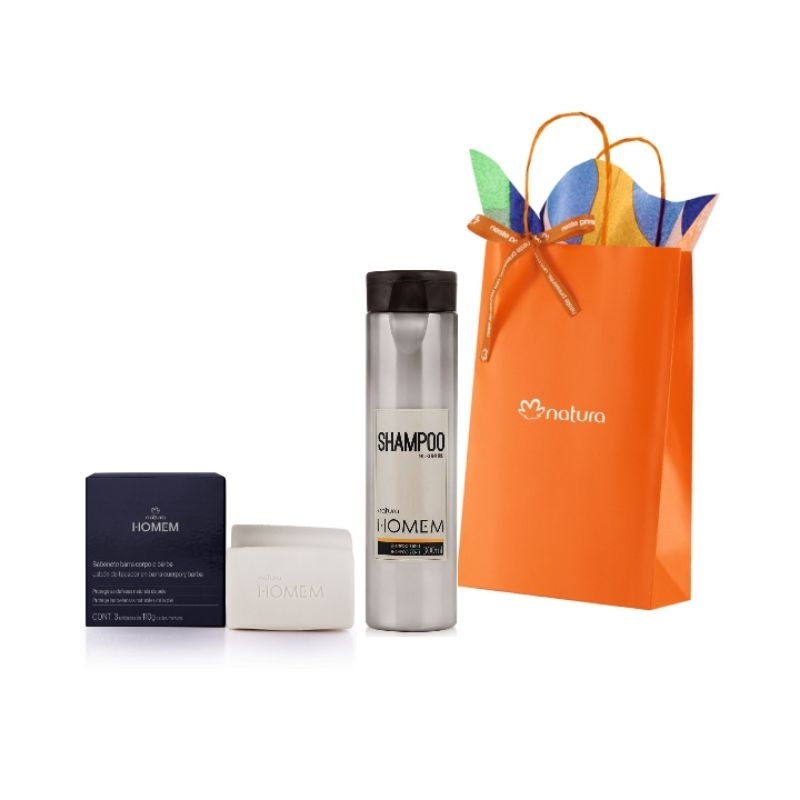 Natura Homem Kit Presente Shampoo e Sabonete em Barra | Shopee Brasil