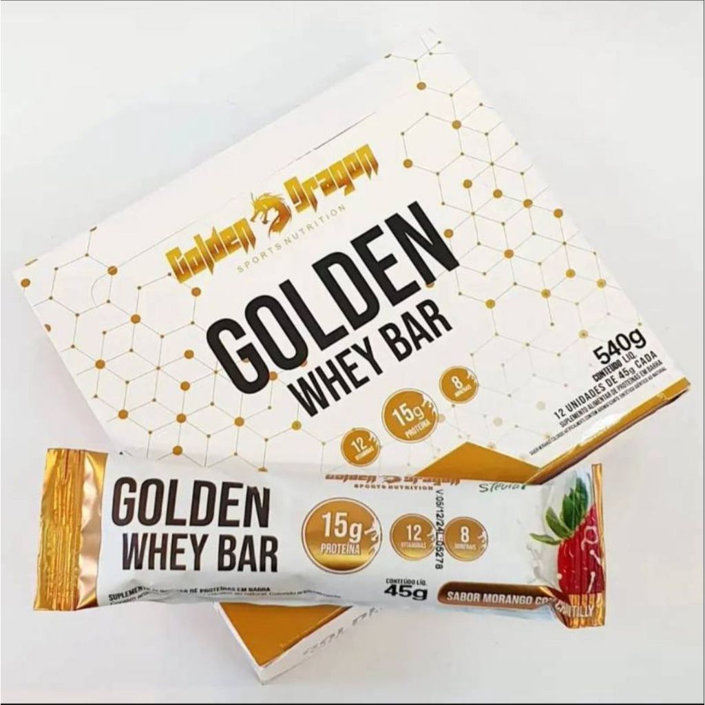 BARRA DE PROTEÍNA GOLDEN WHEY BAR (CAIXA C/12 UNID. 45 GR CADA) - 540 ...