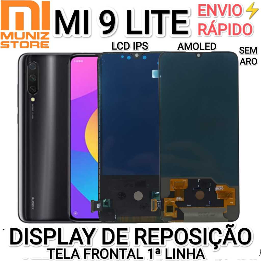 Display Frontal Mi 9 Lite 1°Linha Nacional Tela LCD IPS Sem Aro Moldura ...