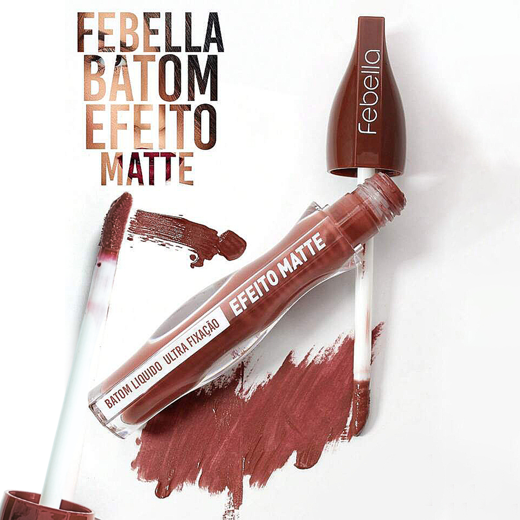 Batom líquido efeito Matte Febella, maquiagem, lábios, cor intensa ...