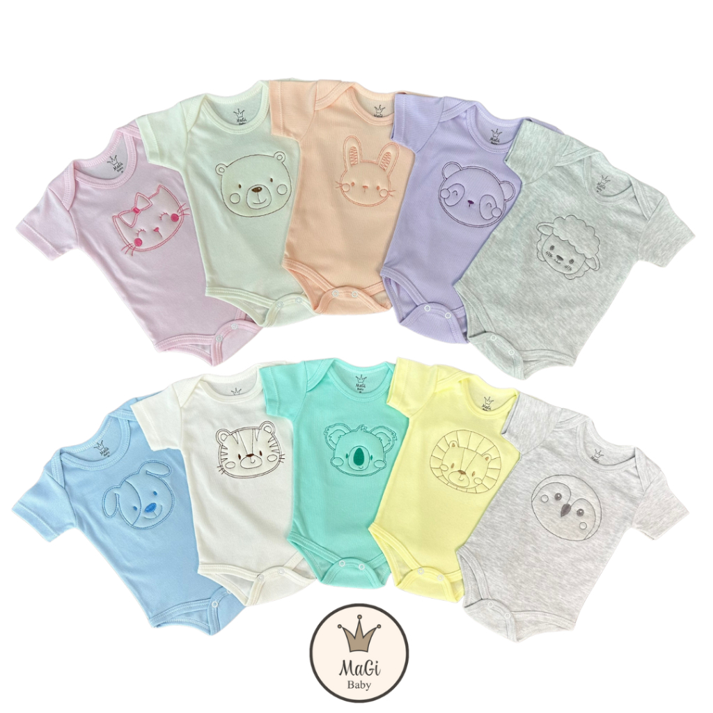 Body Manga Curta Bordado MaGi Baby | Shopee Brasil
