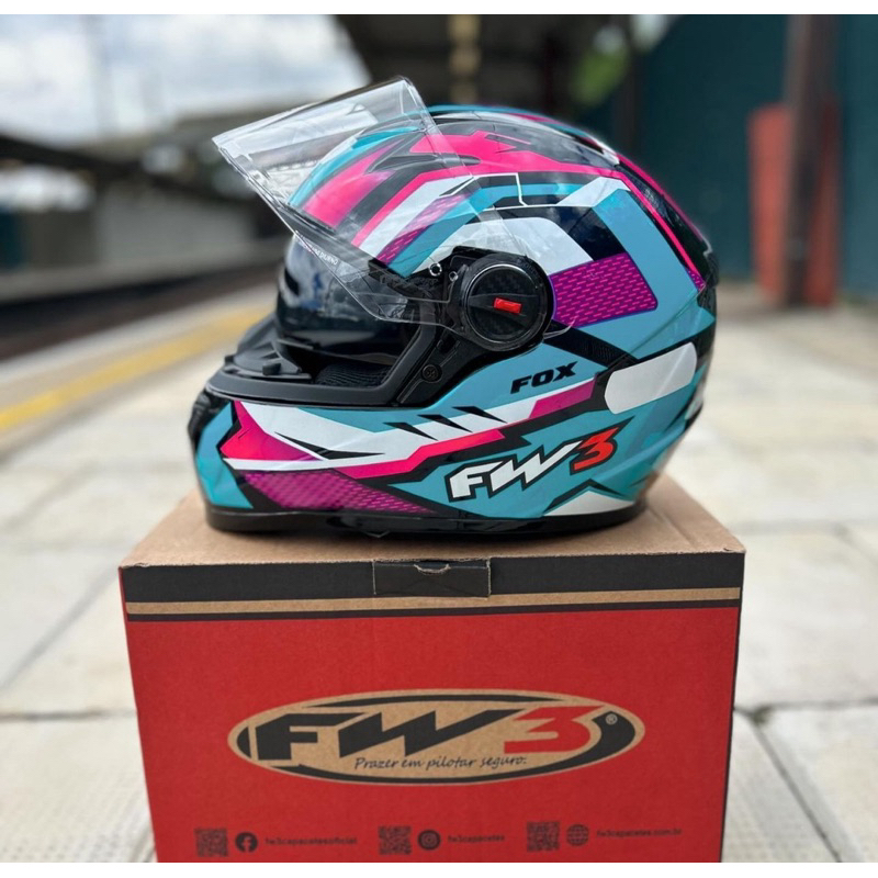 Capacete FW3 GTX Lilás Tiffany Feminino Tamanho (56) Óculos Interno ...