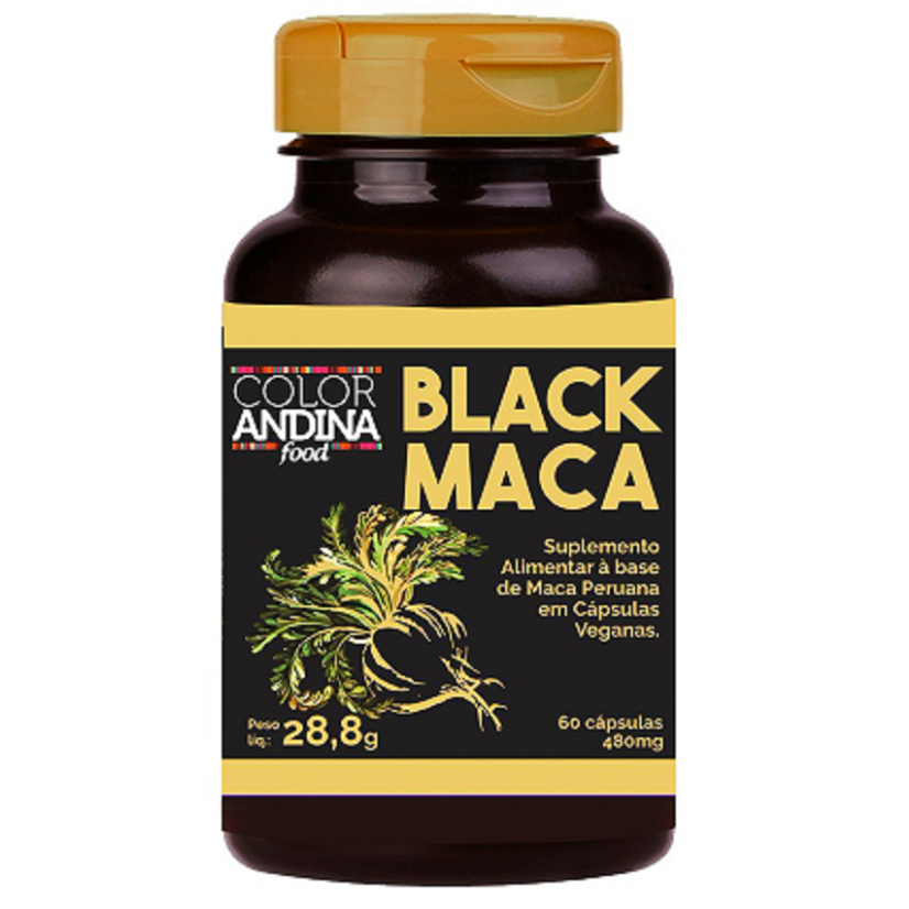 Maca Peruana Black 480mg 60 cápsulas Color Andina Vegana | Shopee Brasil