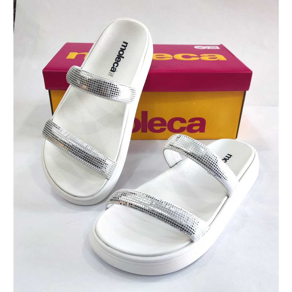 Sandália Feminina Papete Moleca Sandália Moleca Branca Cristal ...