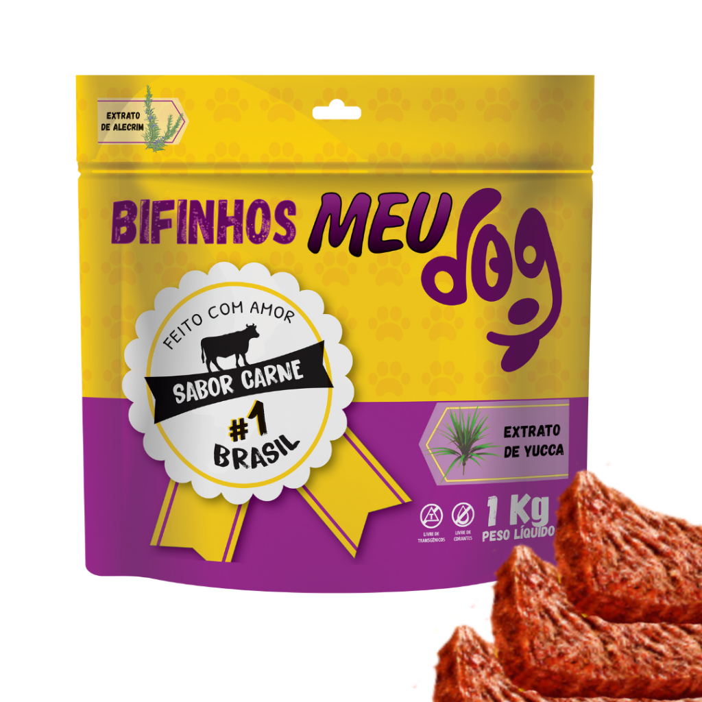 Petisco para cachorro bifinho Meu Dog 1Kg sabor Carne - Melhora o Preço