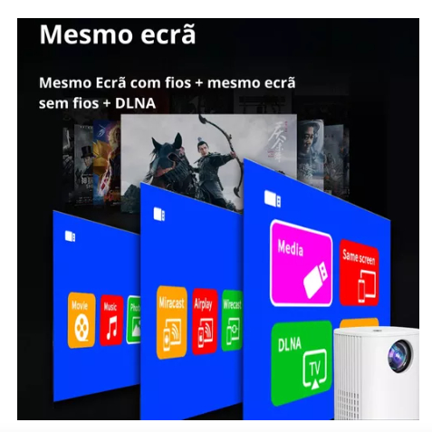 Mini Projetor Portátil T1 Espelhamento Celular Wi-fi Cor Brancoe Azul Voltagem 110v/220v ...