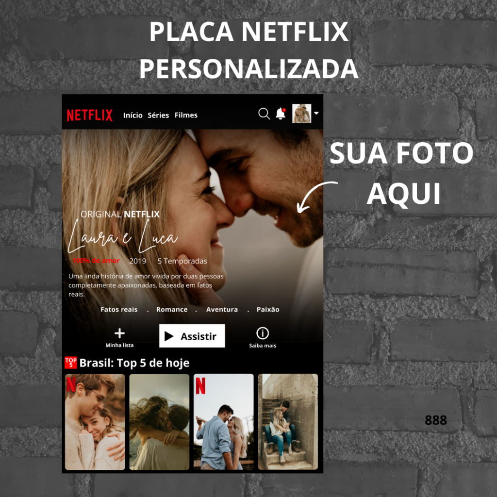 Netflix Placa Personalizada 20x28cm | Quadros decorativos | Par Casal Presente Namoro Namorado ...
