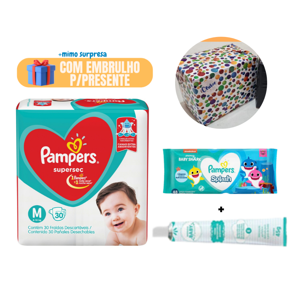 Kit Higiene Bebe com Fraldas Descartáveis Barata Pampers Lenço ...