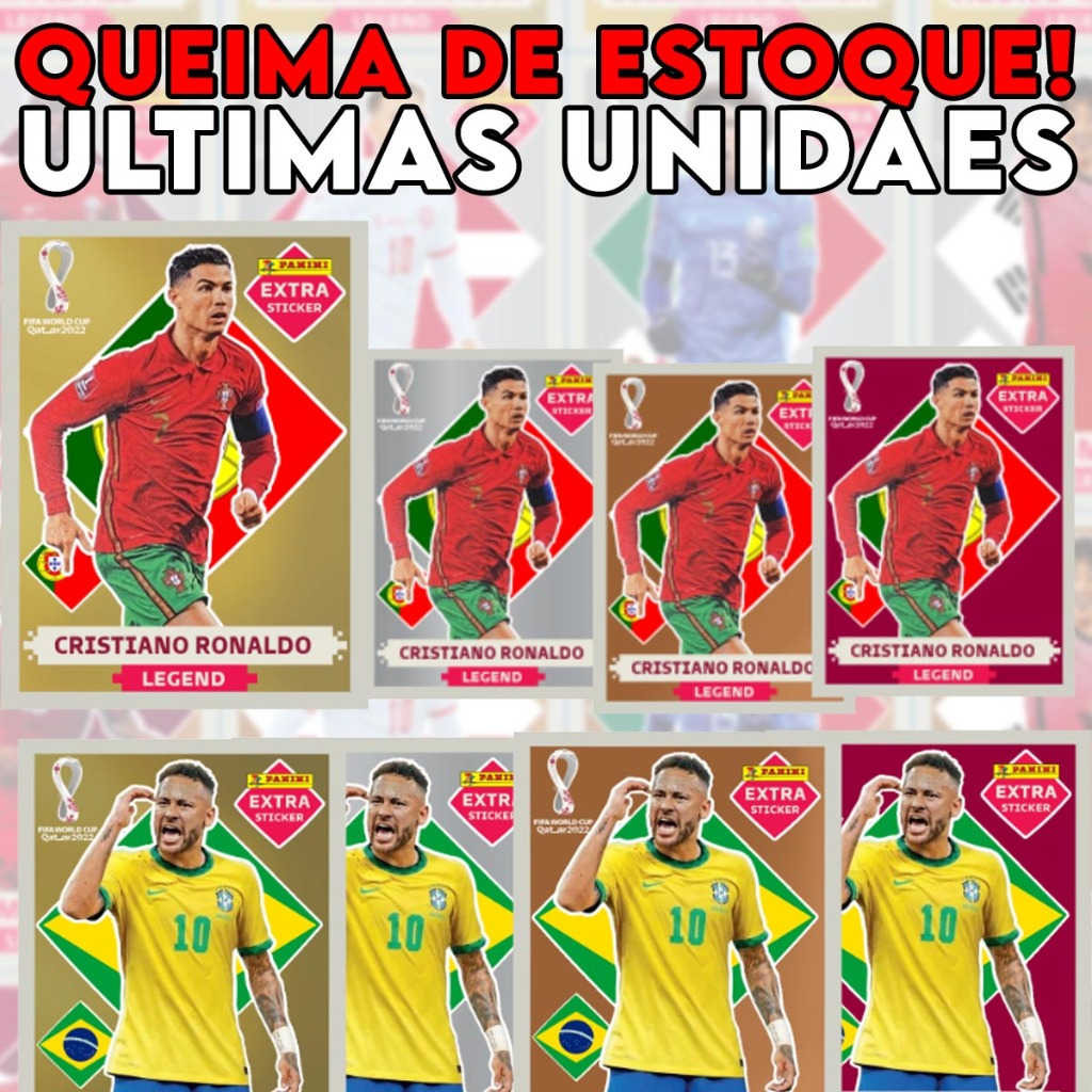 Kit 80 Figurinhas Legend extra Copa do Mundo 2022 - Neymar, Messi ...