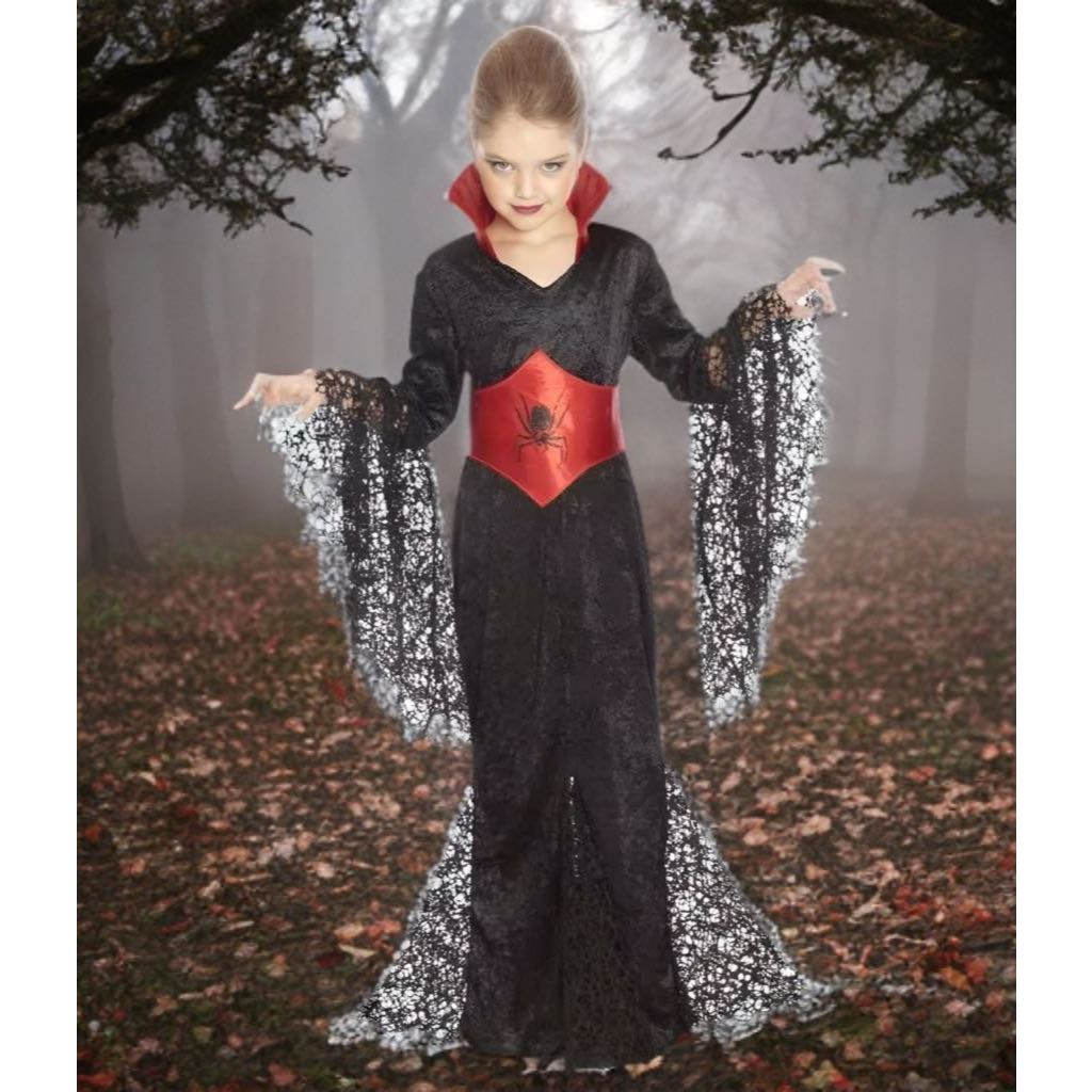 Vestido Vampira Longa Fantasia Vampira Infantil Festa Halloween Cosplay ...