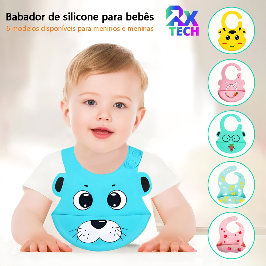 Babador De Silicone Bebê Impermeável Ajustável Com Pega Cata Migalhas ...