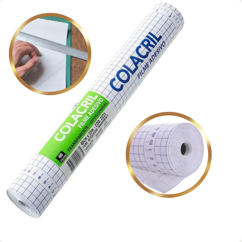 Papel Contact Transparente 45cm x 25m Decoração e Proteção | Shopee Brasil