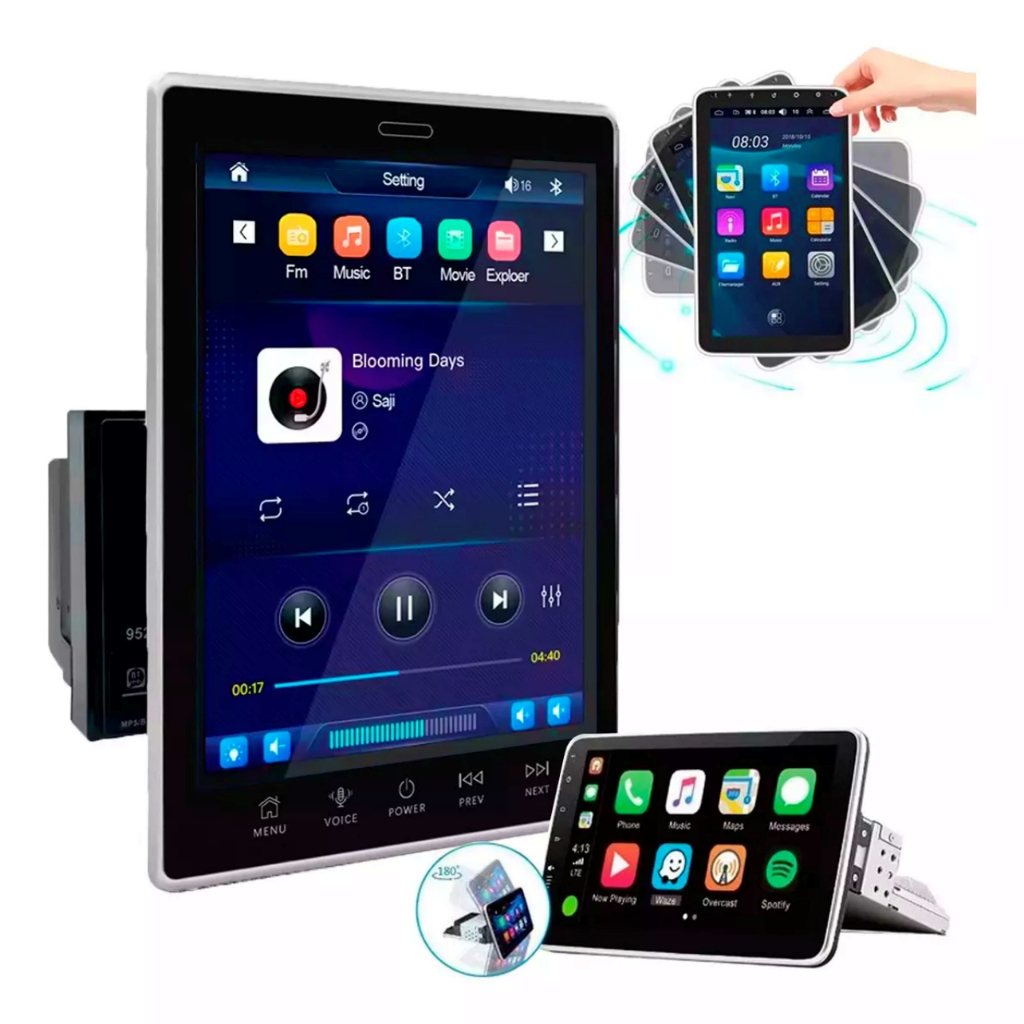 Central Multimídia Mp5 E-Tech 1 Din Tela 10.1 Pol Rotativa | Shopee Brasil