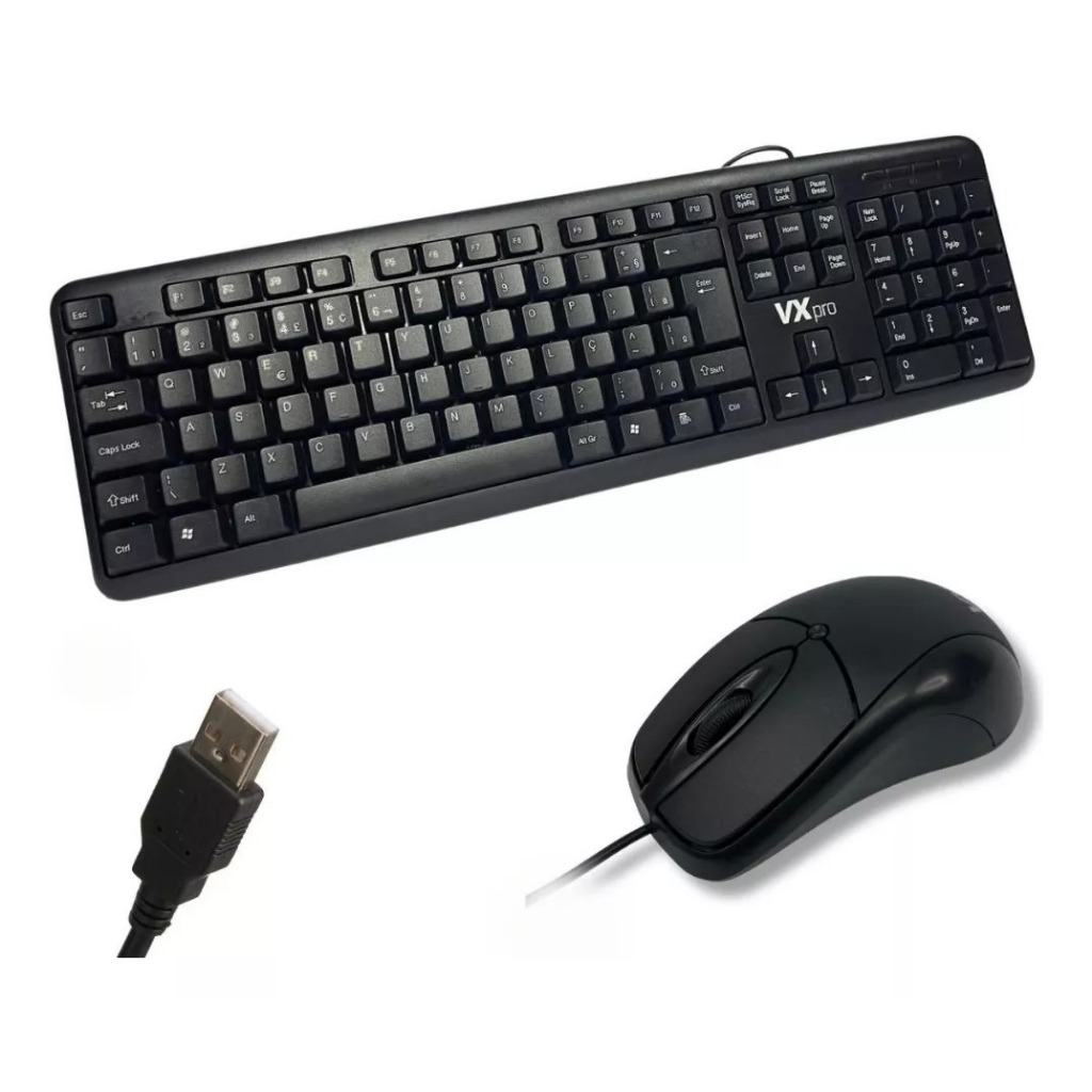 Kit Teclado Mouse Usb Com Fio Simples C Nota Fiscal | Shopee Brasil