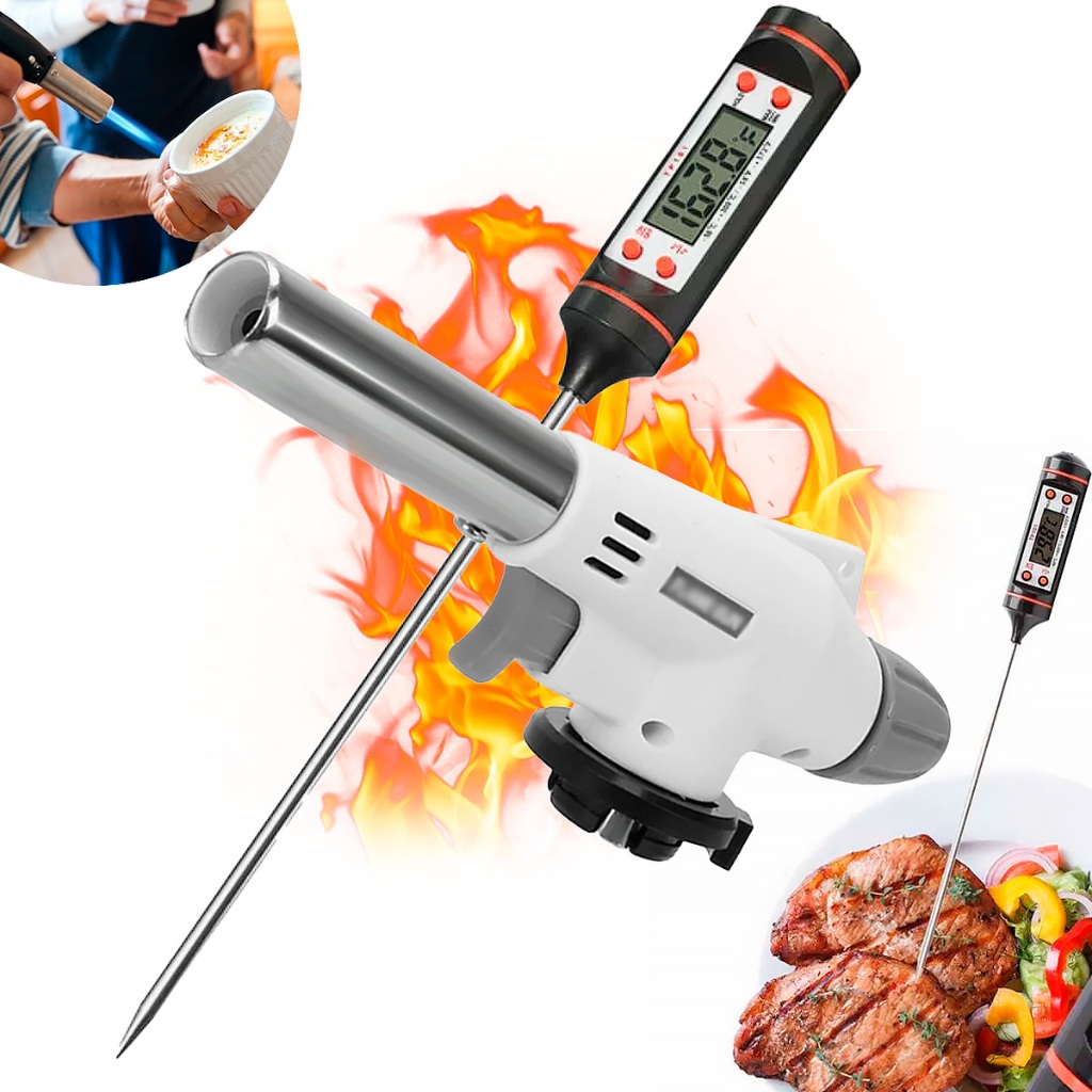 Kit Maçarico+Espeto Culinário para Flambar com Controle de Chamas ...