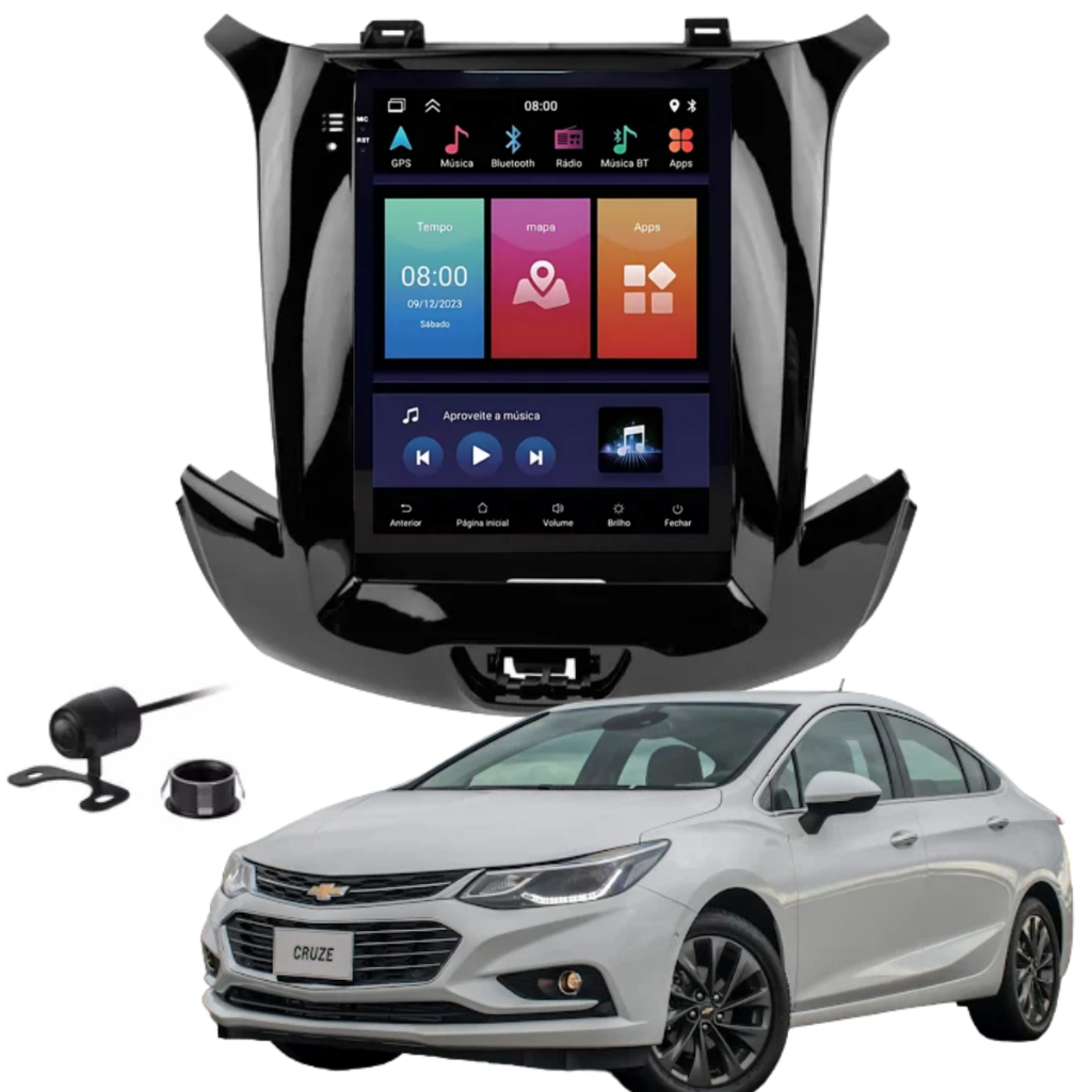 Central Multimidia Cruze Tesla 9.7 Pol 2gb 32gb Android 13 Carplay Sem ...