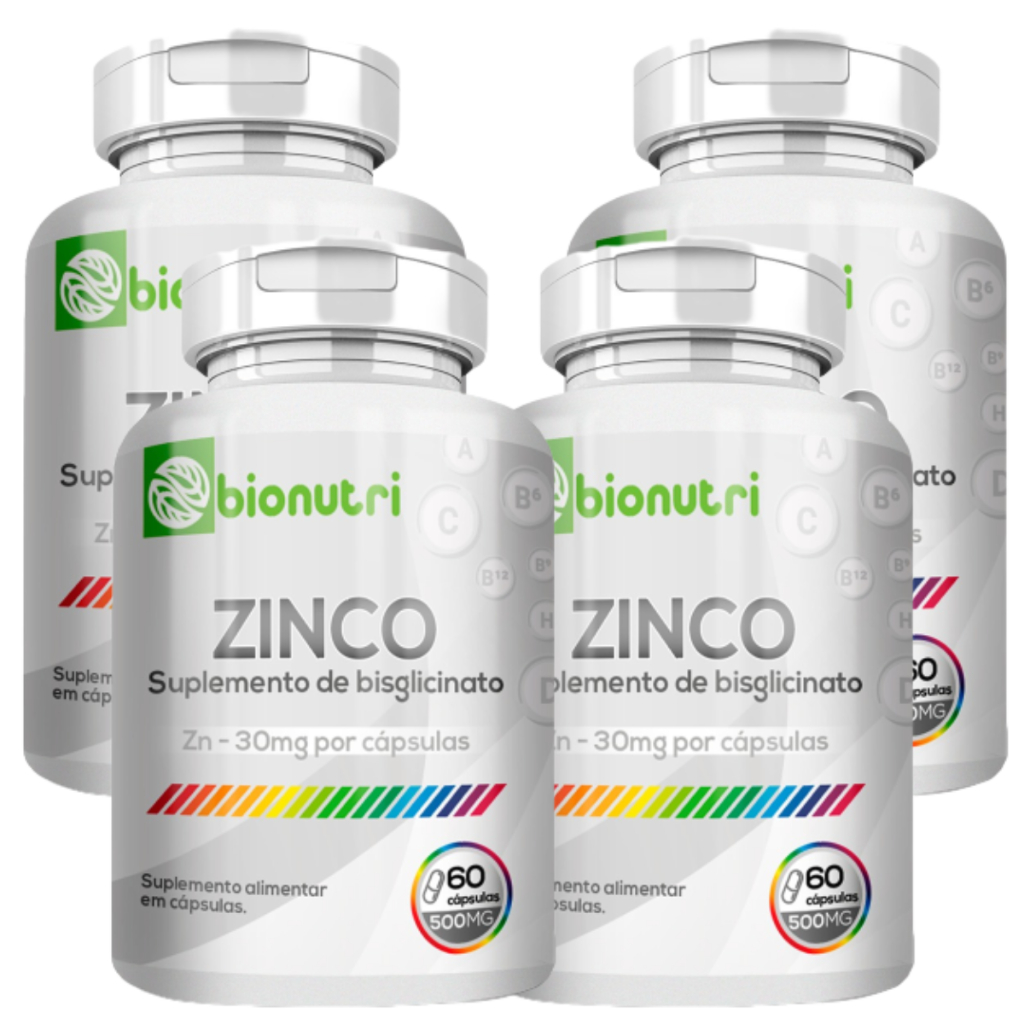 Kit 4 Zinco 60 Cápsulas 500mg Original Bionutri | Shopee Brasil